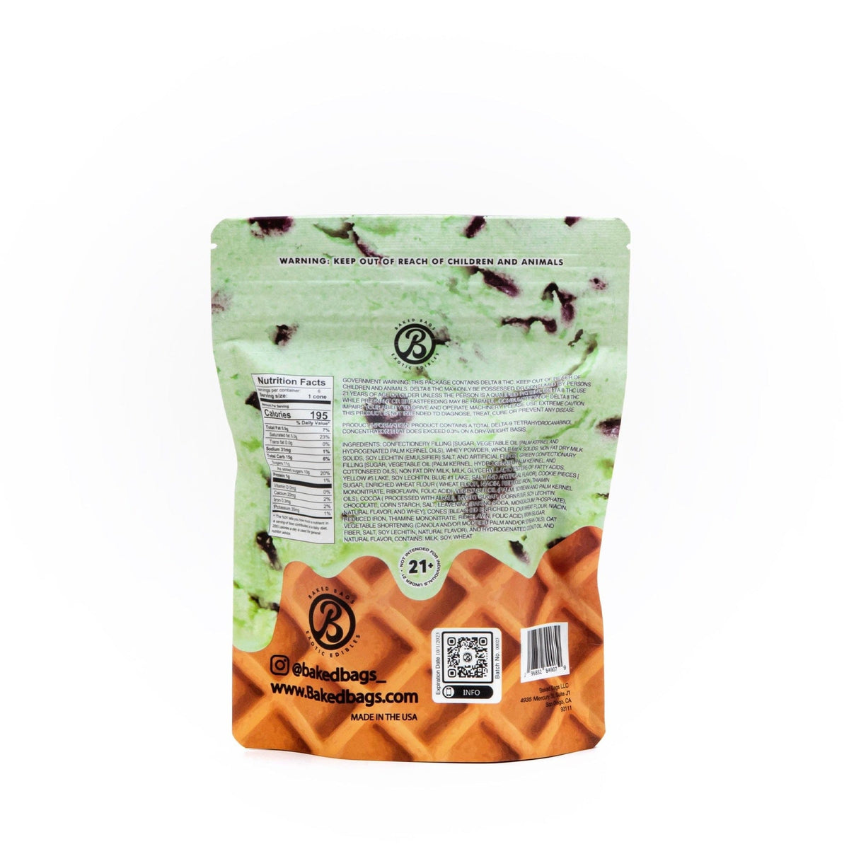 Extra Strength Mint Chip Edibles | Coned | Baked Bags